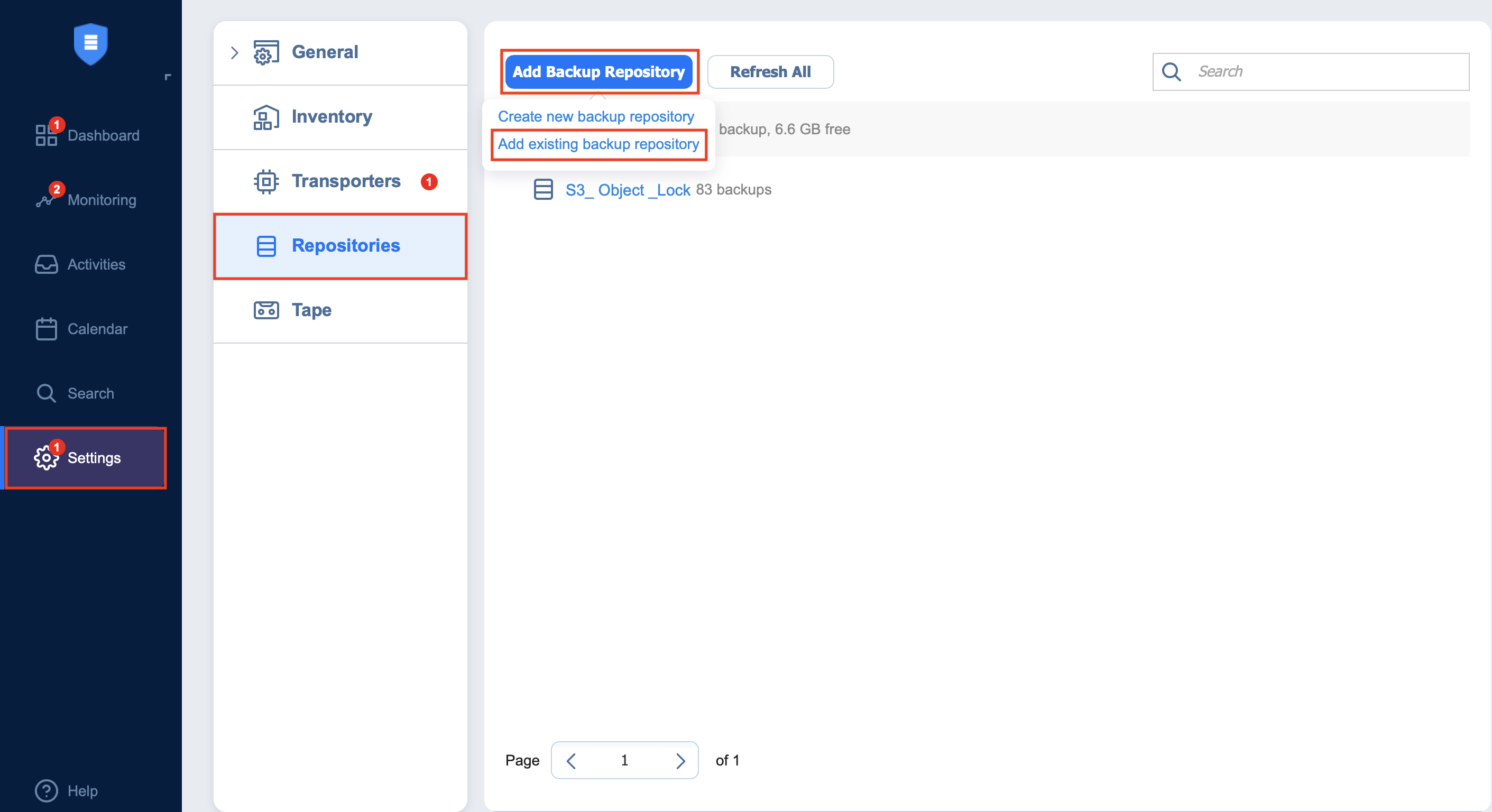 Adding Existing Backup Repositories