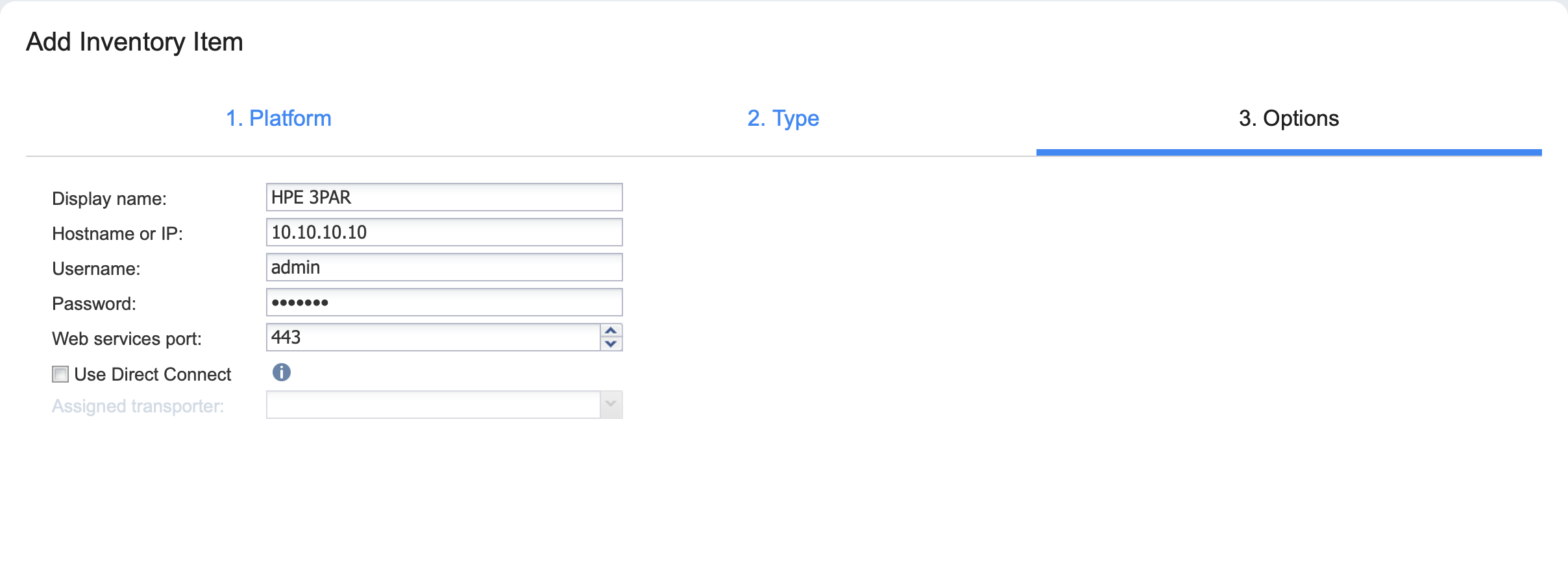 Adding HPE 3PAR Storage Devices to Inventory