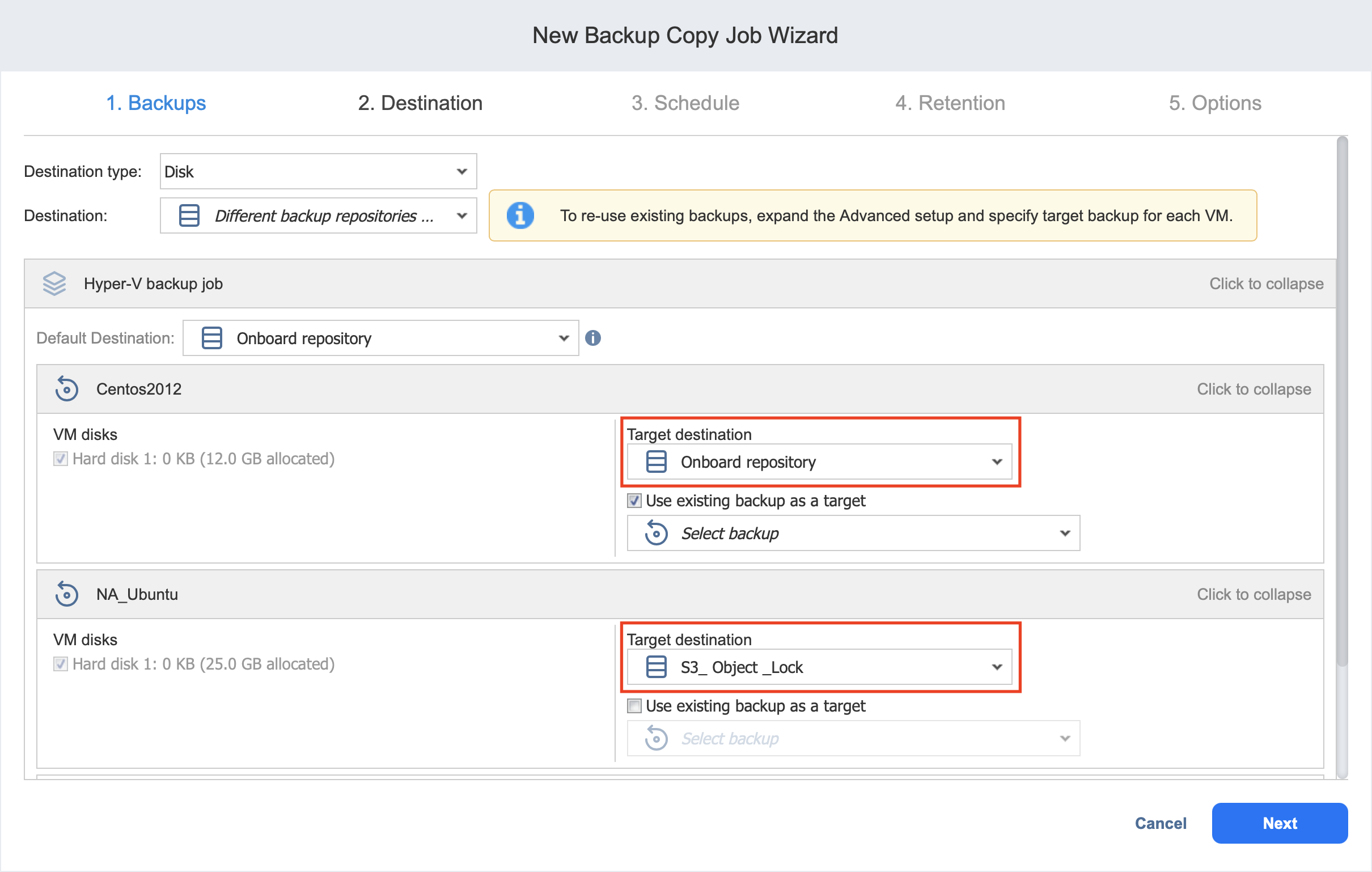 Backup Copy Job Wizard: Destination