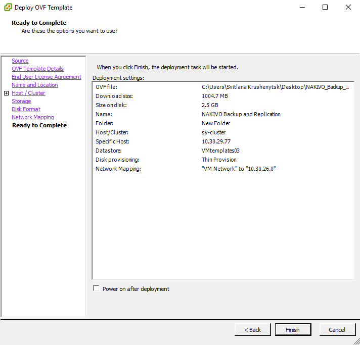Deploying VMware Virtual Appliance