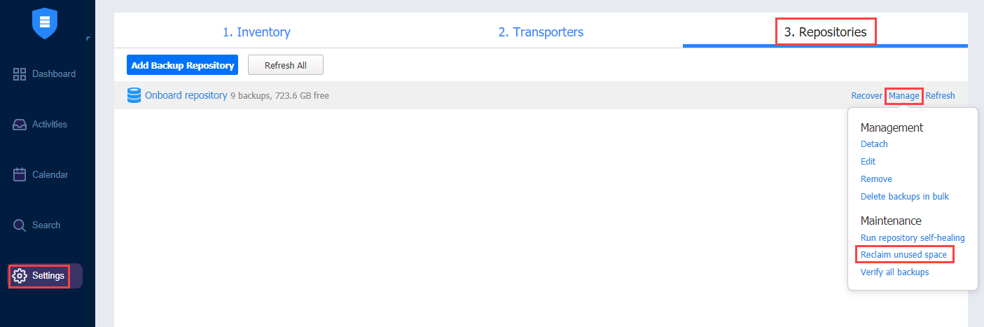 Reclaiming Backup Repository Space