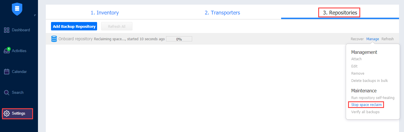 Reclaiming Backup Repository Space