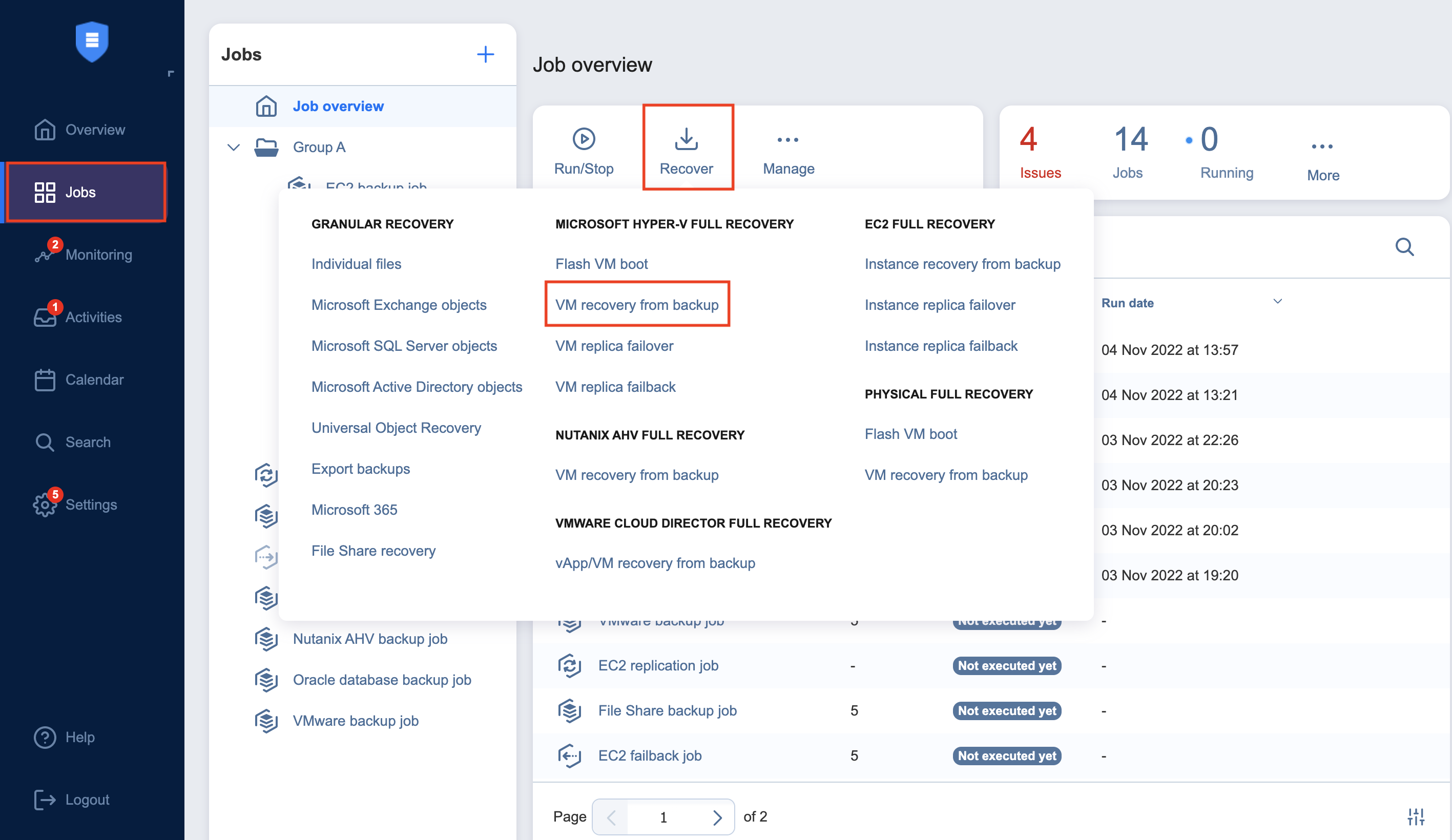 Starting Hyper-V VM Recovery